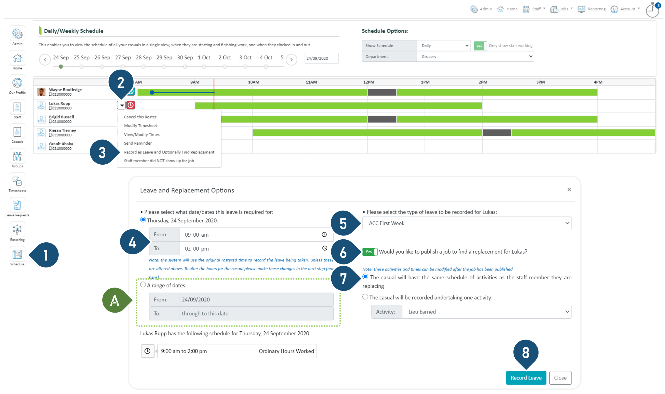 How to Record Leave for a Staff Member - StaffSync